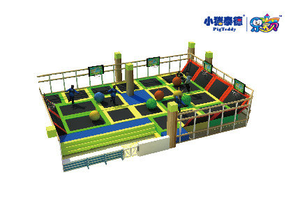 Large Jump Indoor Trampoline , Inside Trampoline Park With Ninja Warrior
