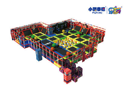 Big Indoor Jump Trampoline Park Square For Amusement Fire Resistance