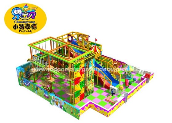 Rectangle Indoor Ropes Course Adventure Playground With Slide Customized