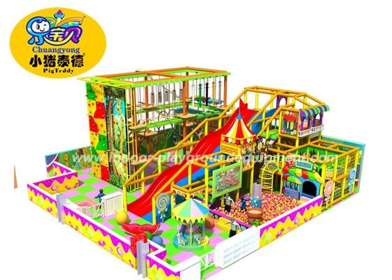 Rectangle Indoor Ropes Course Adventure Playground With Slide Customized