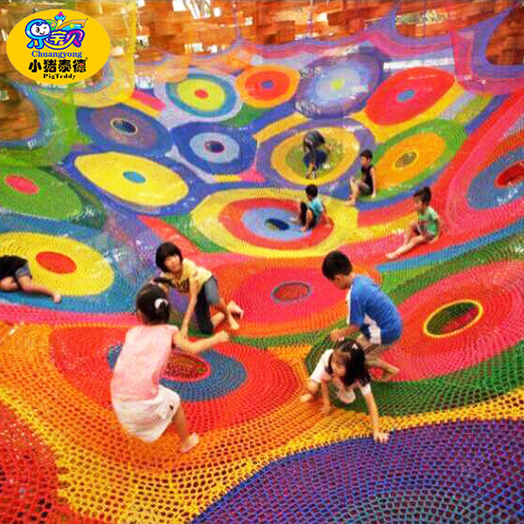 Rainbow Net Indoor Obstacle Course Equipment European Standards Anti - Static