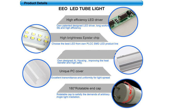 12 Watt Non Glare SMD LED T8 Tube Light , Home Lighiting Fixture