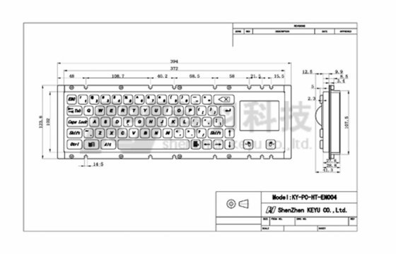Metallic Industrial Keyboard With Touchpad , Trackball , Key Stroke Travel 4mm