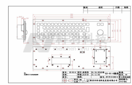 USB Wired Illuminated Metal Keyboard , 38mm Mechanical Trackball