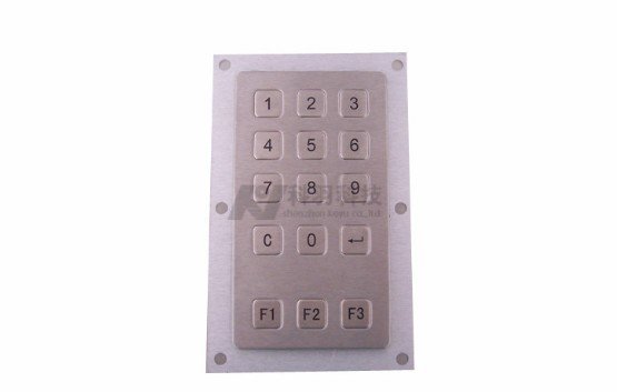 15 Key Silver Metal Numeric Keypad For Kiosk , Non Encrypted