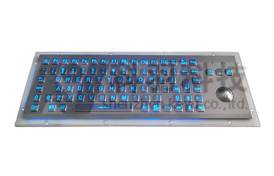 SS Stainless Steel Illuminated Keyboard With Trackball For Kiosks , Security Equipment