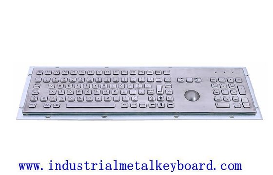 Black / Silver Industrial Keyboard With Trackball , Front Panel 478 x 135mm