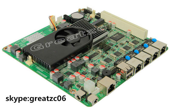 Fanless 4 Ethernet Ports Mini ITX Atom Motherboard D2550 With 2 SATA / PCI