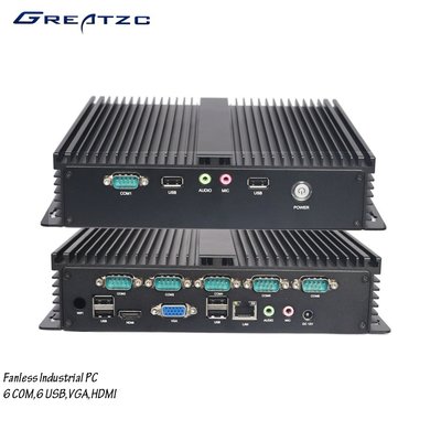 VGA HDMI 6 COM Fanless Industrial Computer Dual Core 1037U CPU Intel HD Graphics