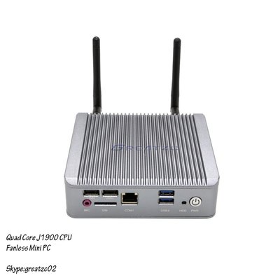 DC12V Fanless Embedded Computer , Quad Core Celeron J1900 CPU Industrial Atom PC