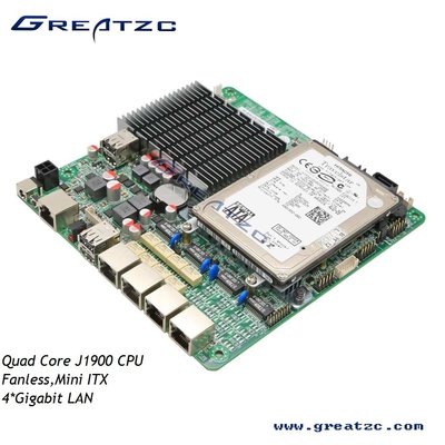 Fanless J1900 MINI ITX Motherboard , Quad-Core Processor j1900 Motherboard 4 LAN