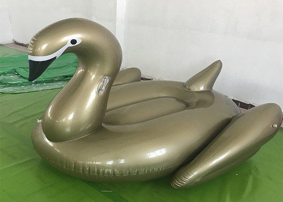 190 cm Golden Color Giant Swimming Pool Floats Inflatable Golden Swan Floaty Lounge Pool Beach Party Toy
