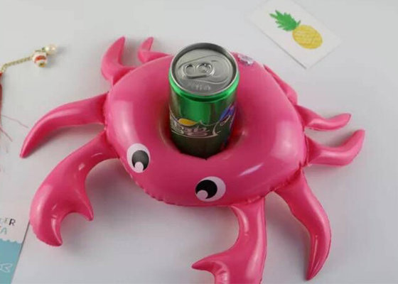 Pink Crab Cup Holder Floats , 0.15mm PVC Pool Drink Holder Waterproof / UV Resistant