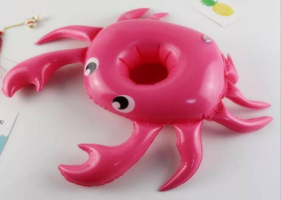 Pink Crab Cup Holder Floats , 0.15mm PVC Pool Drink Holder Waterproof / UV Resistant