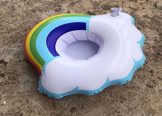 Colorful Inflatable Drink Holder ,  Rainbow Floating Cup Holder for Beer Caster