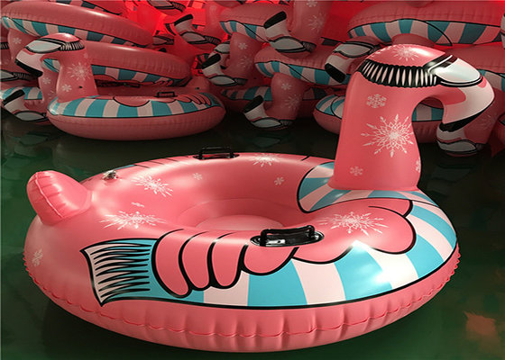 Pink / White Swan Inflatable Snow Tube Snow Skiing Toy 0.6mm PVC