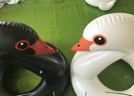 CE cheap PVC slice lounge swimming custom inflatable toy black swan ring float