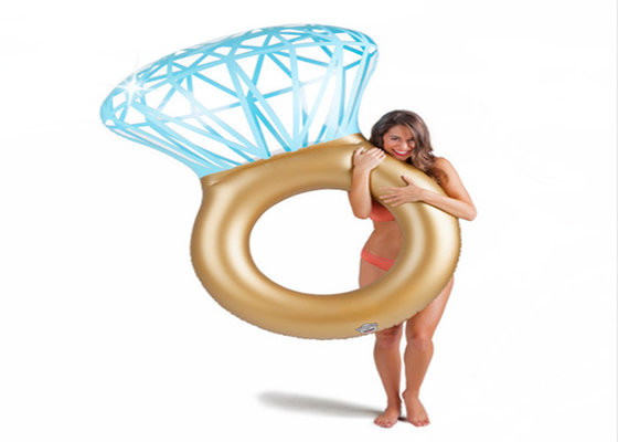 Eco-Friendly Golden Diamond Ring Float for One Person Pool Swimming 120cm