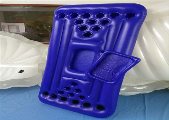 24 Holes Inflatable Beverage Holder , Blue Swimming Pool Cup Holder for Cool Beer