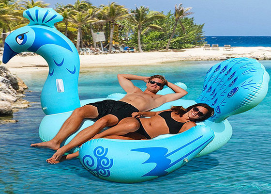 0.3mm PVC Water Sport Inflatable Water Pool Blue Peacock Float Toy