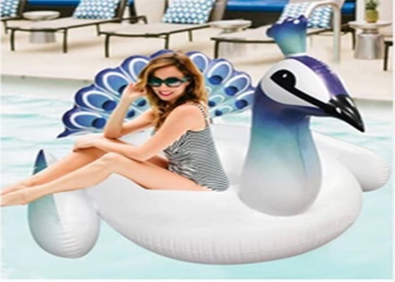 190CM 0.3mm PVC Repeatedly Giant Inflatable Swimming Pool Floats Colorful Peacock Float