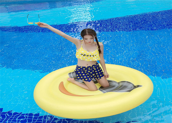 Round Emoji Pool Float Water Party , Yellow Funny Inflatable Pool Toys