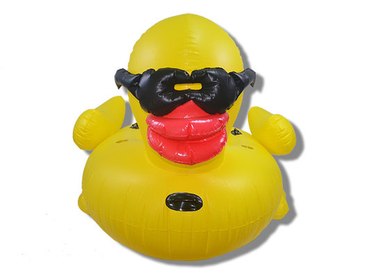 Inflatable Swimming Pool Floats 0.3mm PVC Big Yellow Duck Float With Sunglasses