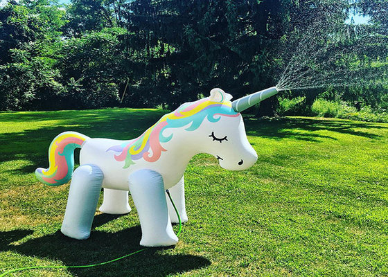 200CM PVC Sprinkle Unicorn Inflatable Water Floats Customized Uage For Water Spout