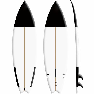 SL1084 Black White Womens Surf Board , 6'5" Fiberglass Beginner Shortboard
