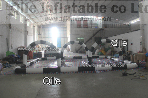 Customized Inflatable Go Kart Track For Toddlers white And Black supplier