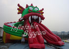 Outdoor Dragon Giant Inflatable Water Slide Red For Water Park , ASTM F963