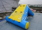 Brazil Trampoline Inflatable Floating Water Slide Yellow Blue , Water Amusement Park