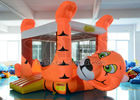 Outdoor Orange Tiger Inflatable Bounce House PVC For Kids Birthday Party