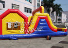 Yellow Kids Inflatable Combo Jumping Bounce Houses Advertisement With Blower