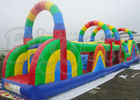 Rainbow Colour PVC Inflatable Obstacle Course For Birthday Party Rental
