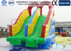 Double Lanes Inflatable Water Slides Game With Removable Swimming Pool
