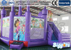 Purple Comemecial Inflatable Bouncers Dora Bouncy Castle with Slide Combo