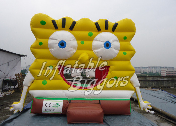 Funny Sponge Bob Commercial Inflatable Bouncers Double Zipper For Kids / Adults