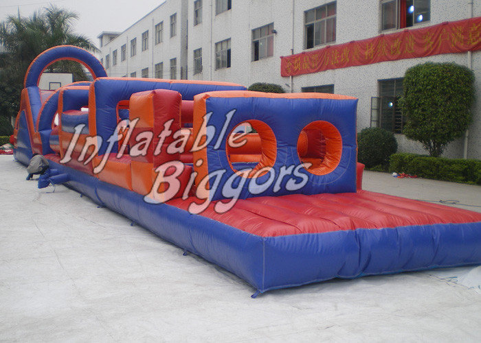 Adult Blue Inflatable Indoor Obstacle Course EN14960 For Commercial Promotion