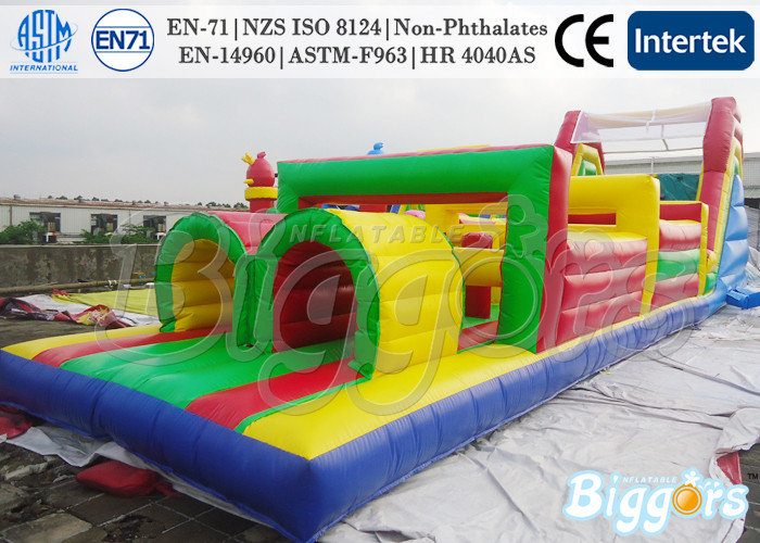 Commercial Rainbow Colour Inflatable Obstacle Course Equipment For Kindergarten