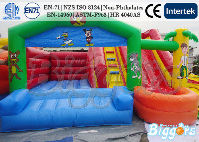 Inflatable Combo Bouncer For Cartoon Theme With Slide And Pool Amusement Park