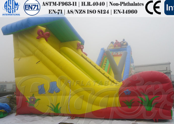 Yellow Inflatable Water Slides for Kids , Bouncy Games Powerful Air blower