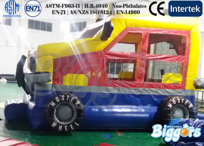 4 x 4m Car Inflatable Castle Bouncer , Durable Vinyl / PVC Tarpaulin Jumping Games