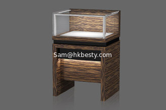 Back Veneered Islands Counter Showcase with Led Lighting