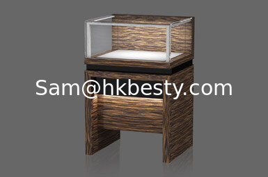 Back Veneered Islands Counter Showcase with Led Lighting