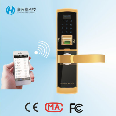 Latest  best quality zinc alloy  silvery  smartphone controlled Wifi door lock