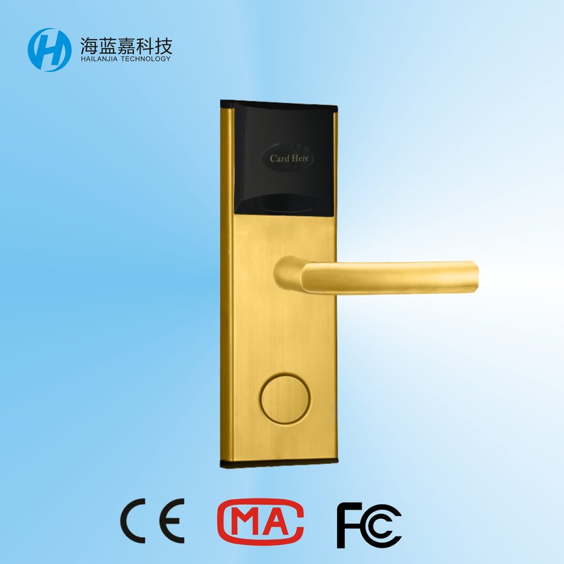 Stainless Steel Golden  hotel door lock with Keys and RFID hotel door lock
