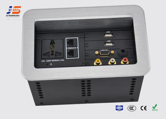 Office Cable Connection Box / Tabletop Interconnect Box Four Insert Plate