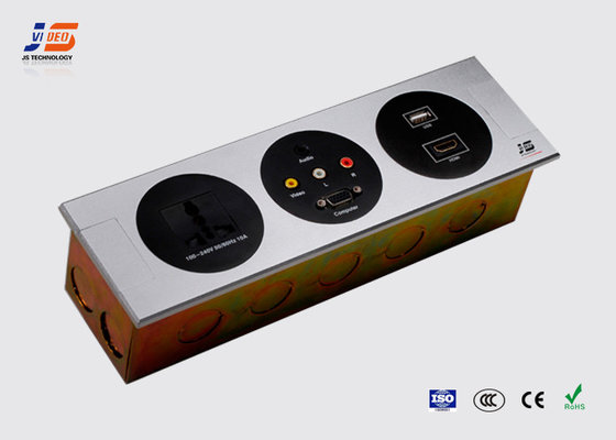 Hotel Power Plug Tabletop Socket Box Black / Silver Brushed Convenient