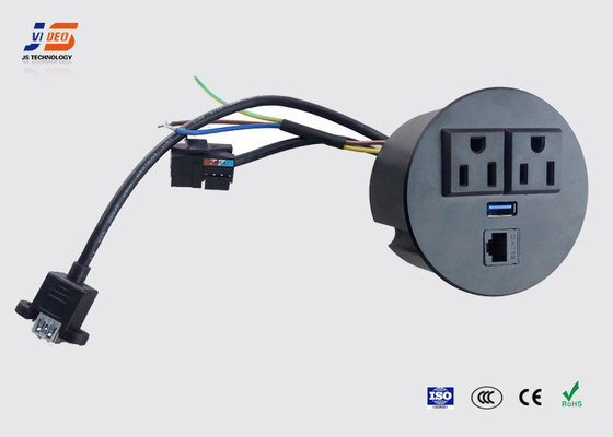 Silver Black Power Data Grommet, Customizable RJ45 RJ11 USB Charger Ports